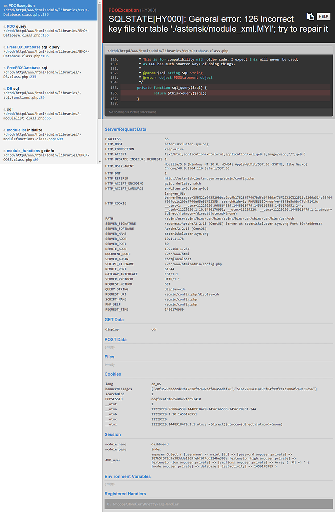 SQLSTATE HY000 General Error 126 Incorrect Key File For Table