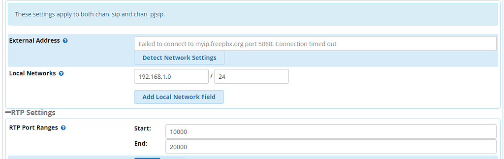 Failed to connect to myip.freepbx.org port 5060: connection timed out ...
