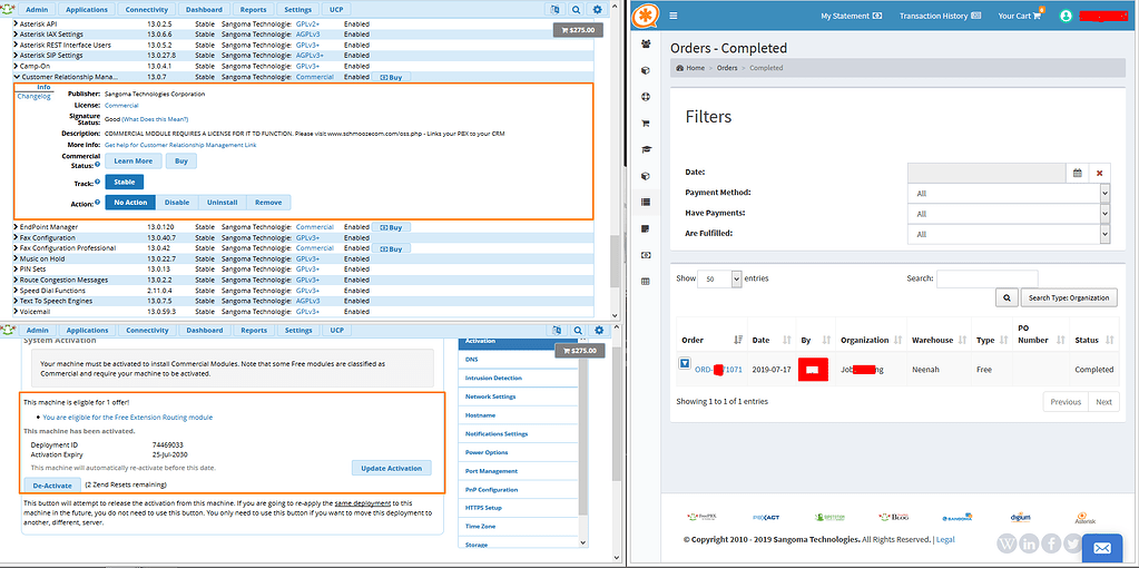 Activate commercials modules - Sangoma - FreePBX Community Forums