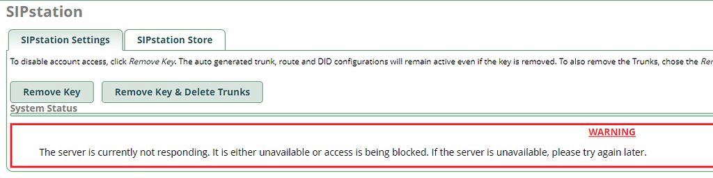 SIPStation Down? - Sangoma Trunking - FreePBX Community Forums