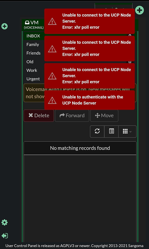 Unable to connect to the UCP Node Server. Error: xhr poll error - Applications / Modules ...