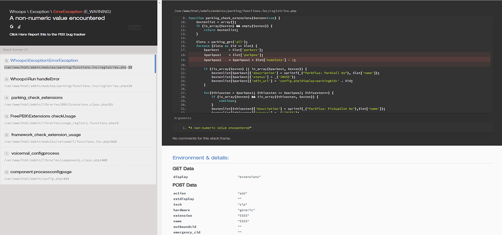 Creating a new extension bombs - Configuration - FreePBX Community Forums