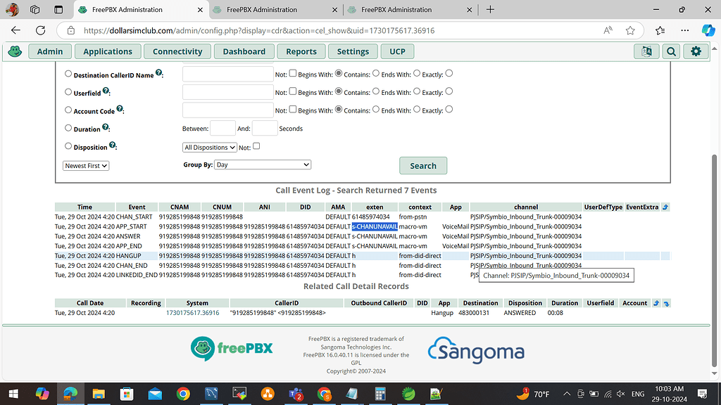 Call Hang-up Problem (s-CHANUNAVAIL) - Configuration - FreePBX Community Forums