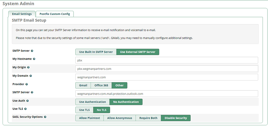 Help with setting up FreePBX SMTP to work with Office 365 - System ...