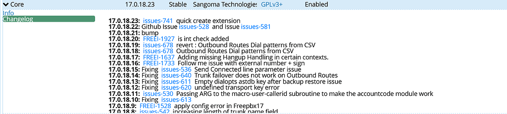 Changelog implementation was a dumb idea - Development - FreePBX Community Forums