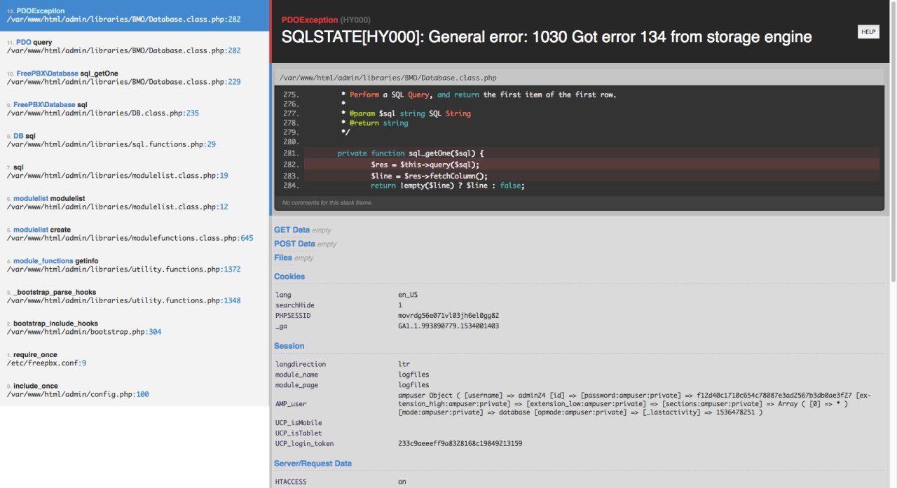 Database Engine error - General Help - FreePBX Community Forums