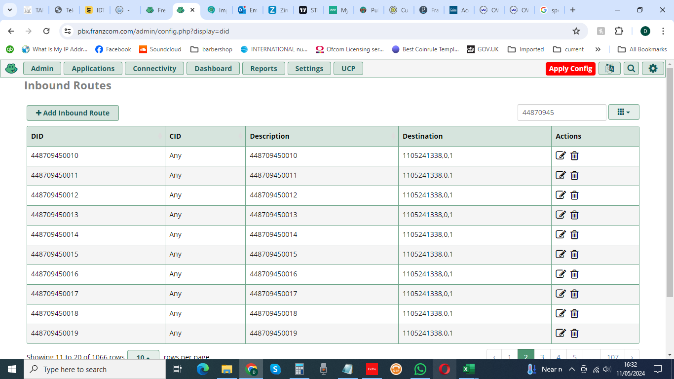Importing DID's using the bulk handler does not link to an extension already created ...