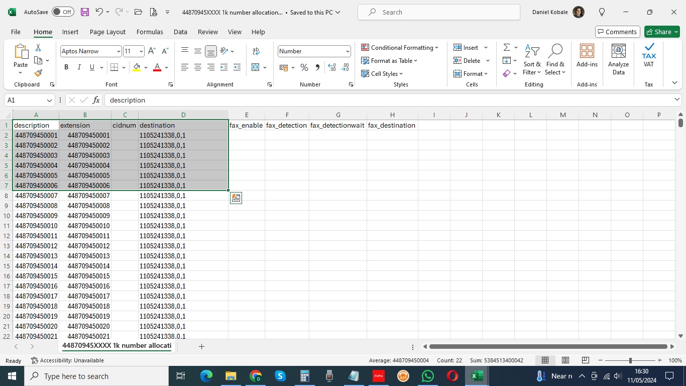 Importing DID's using the bulk handler does not link to an extension already created ...